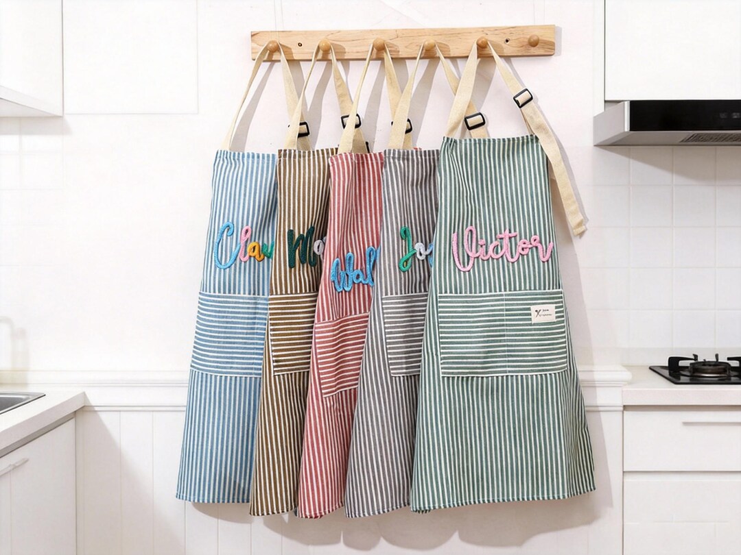 Custom Cooking Apron With Pockets: Personalized Embroidered Kitchen ...
