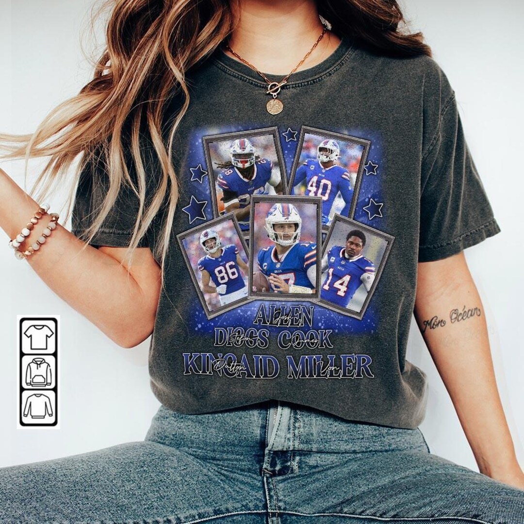 Vintage Football Shirt, Josh Allen, Stefon Diggs, James Cook, Kincaid ...