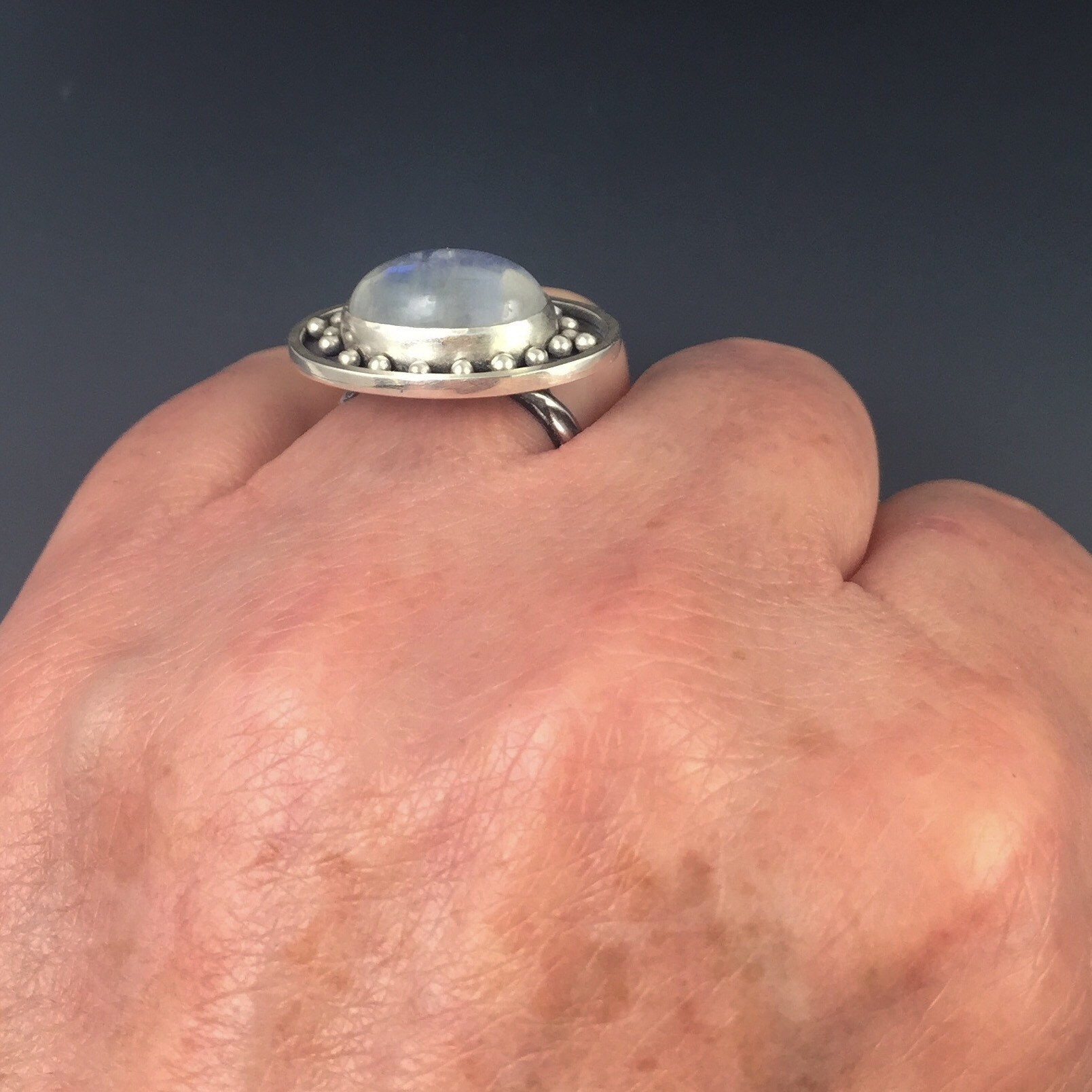 Moonstone Granulated Ring - Etsy