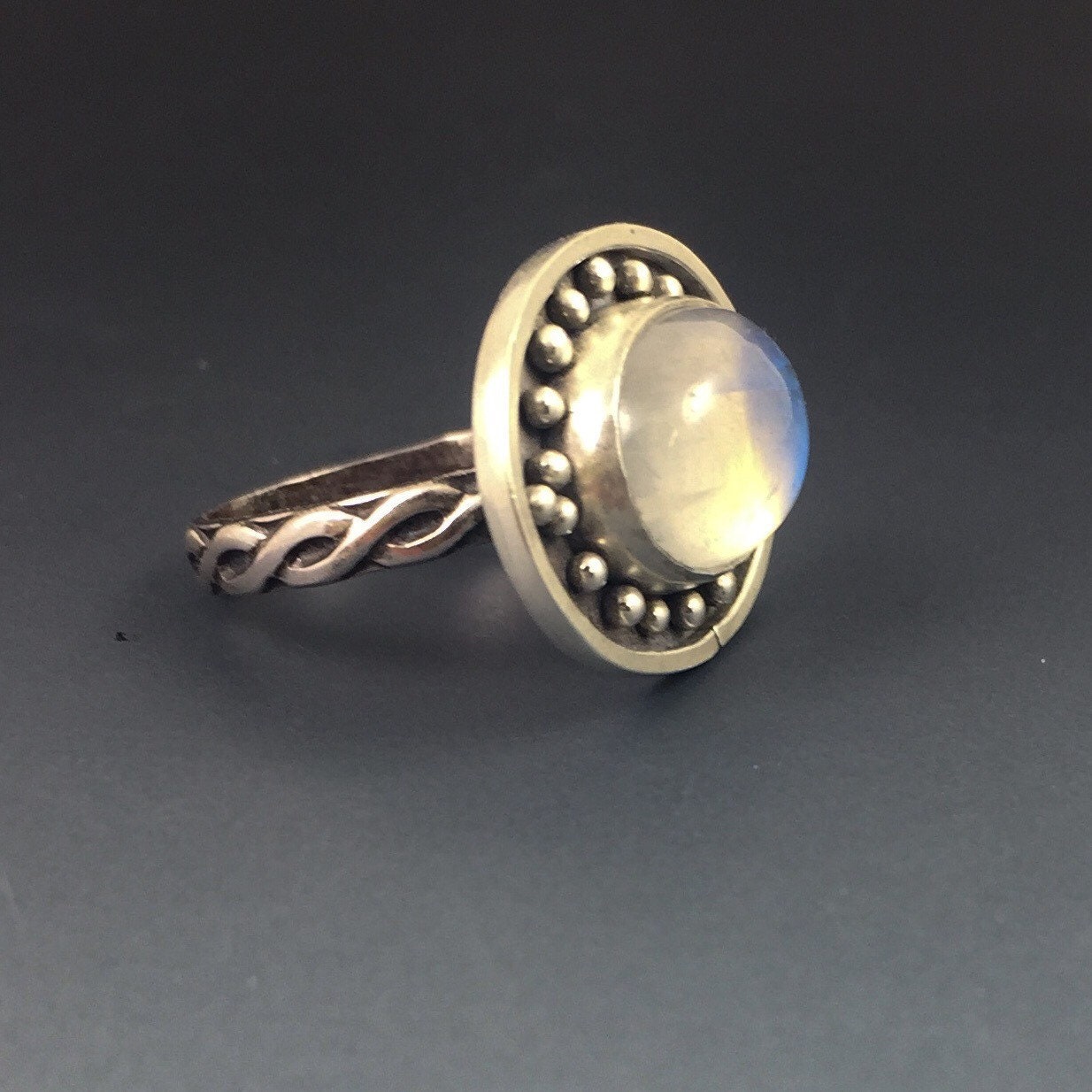 Moonstone Granulated Ring - Etsy