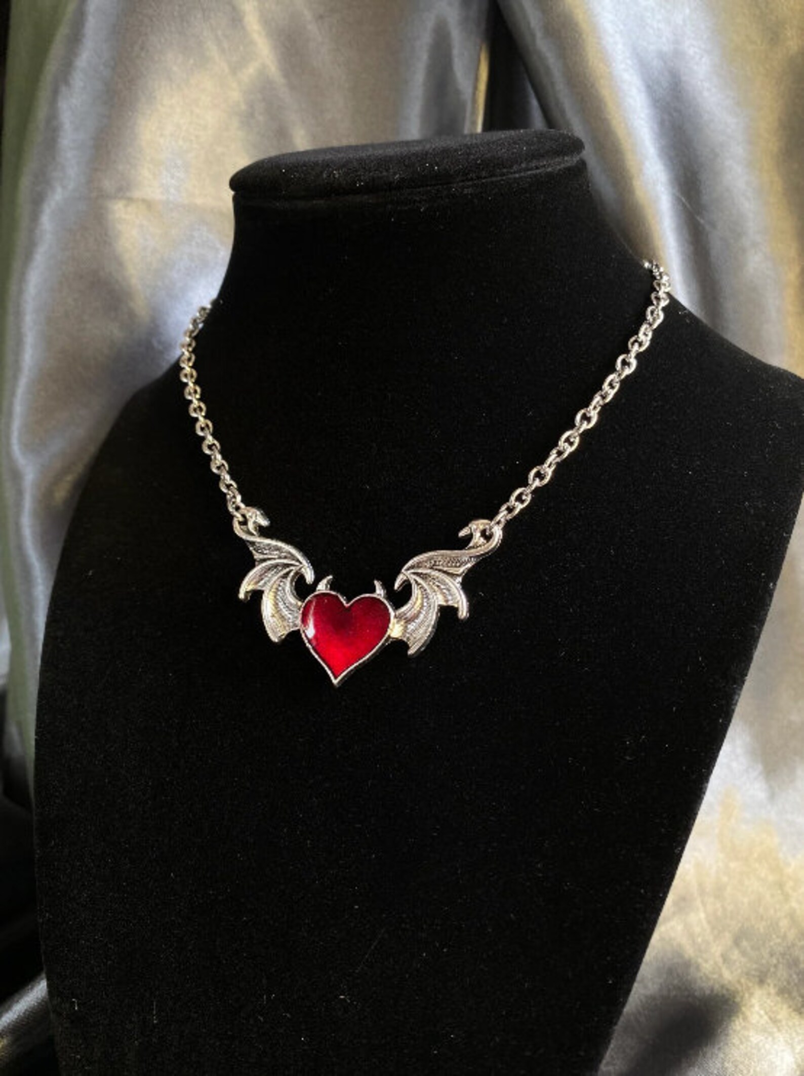 Goth Devil Heart Barbed Wire Choker Necklace Y2K Vampire Punk Jewelry ...