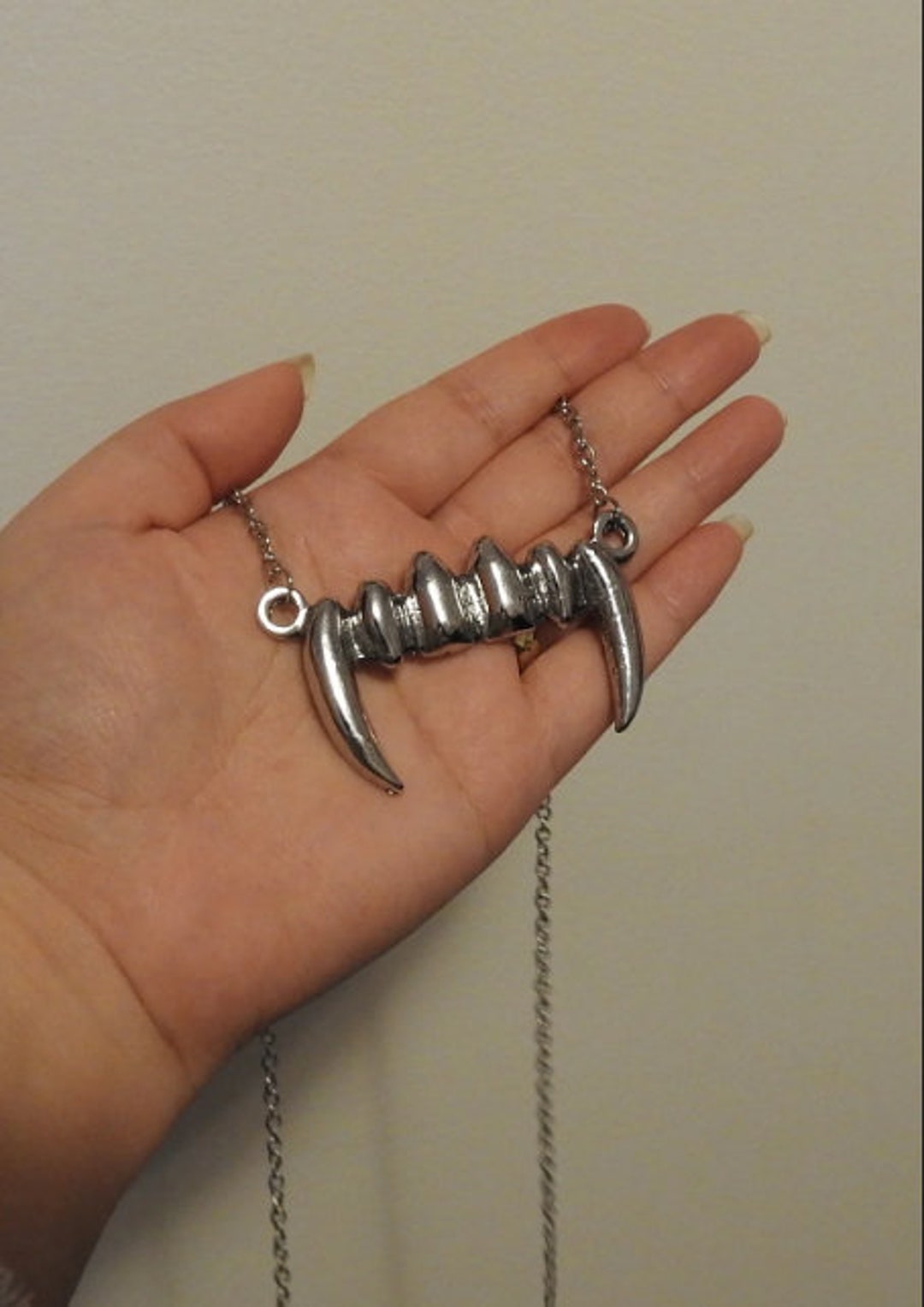 Gothic Vampire Fang Necklace With Blood Bite Pendant Perfect for Goth ...