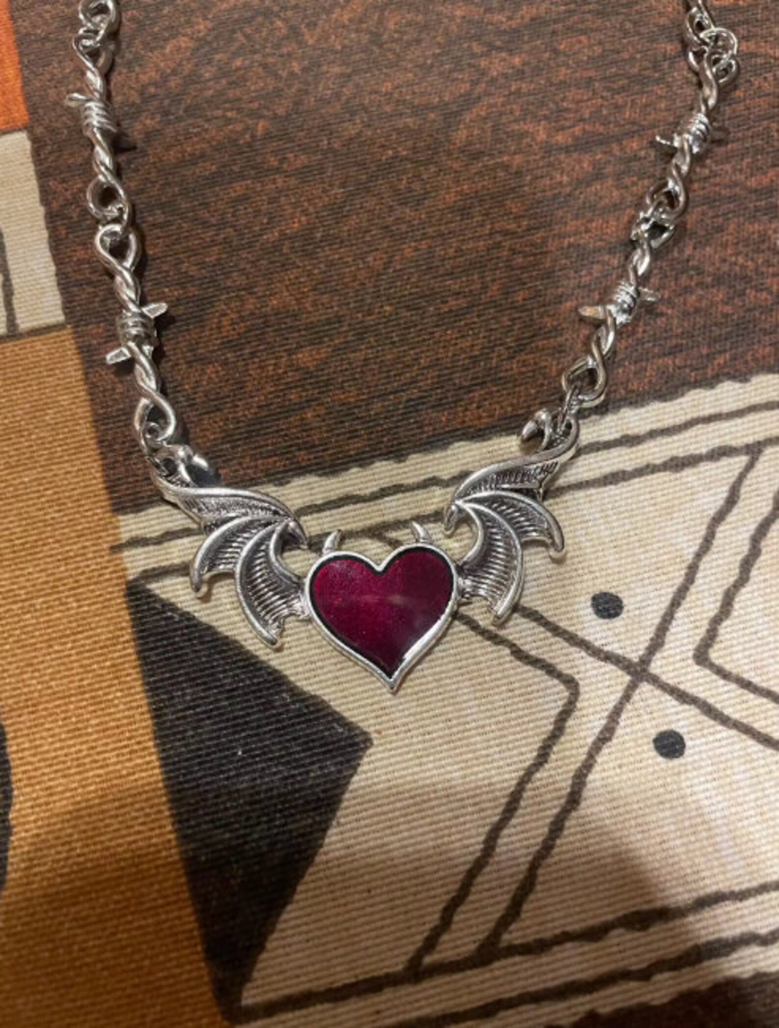 Goth Devil Heart Barbed Wire Choker Necklace Y2K Vampire Punk Jewelry ...