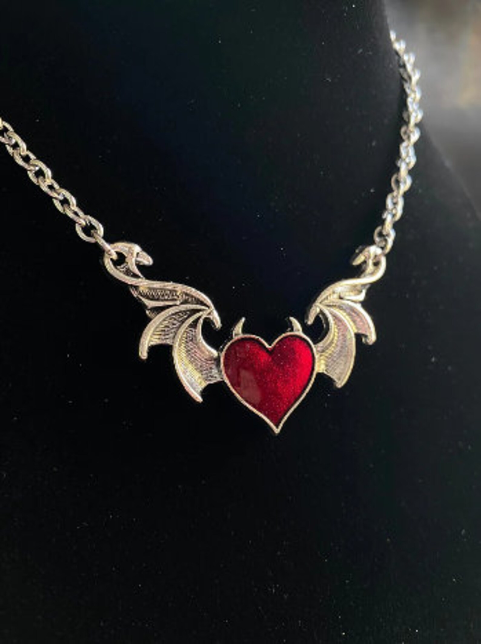 Goth Devil Heart Barbed Wire Choker Necklace Y2K Vampire Punk Jewelry ...