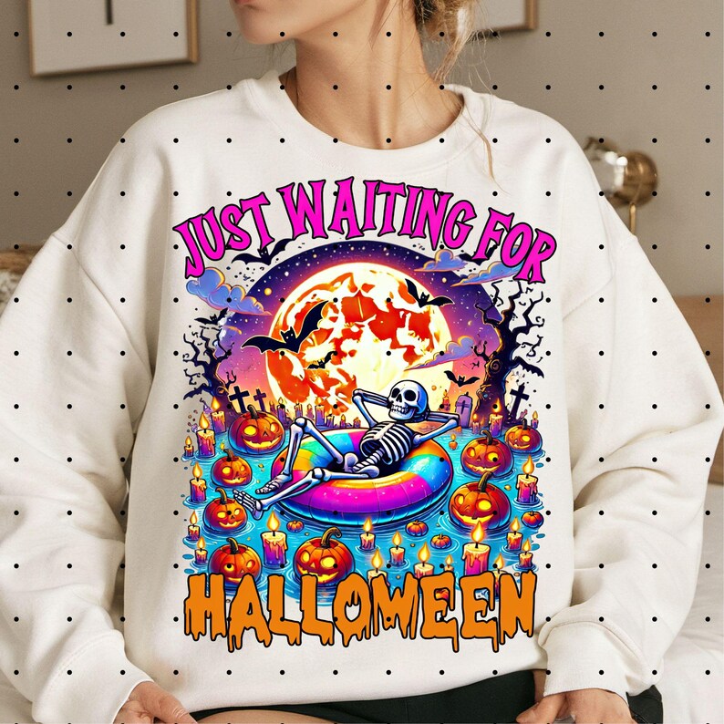 Just Waiting for Halloween Png, Cute Summerween Clipart, Spooky Summer ...