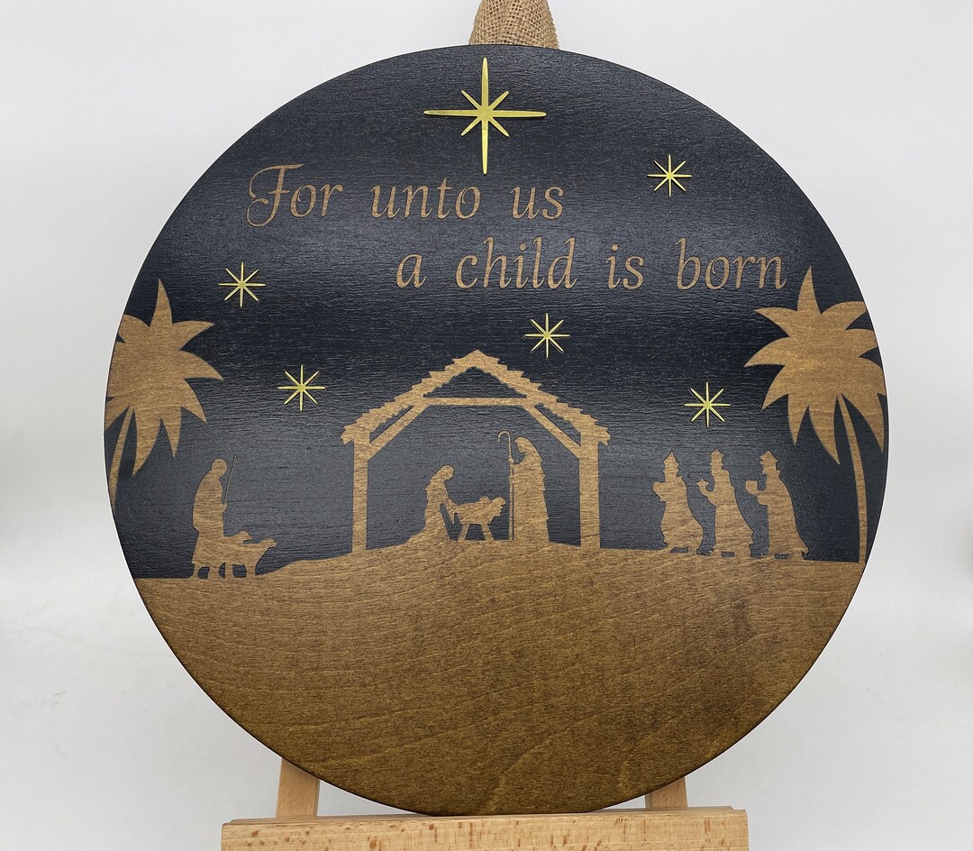 Bethlehem Manger Christmas Door Sign. Christ Child Holy Night Christmas ...