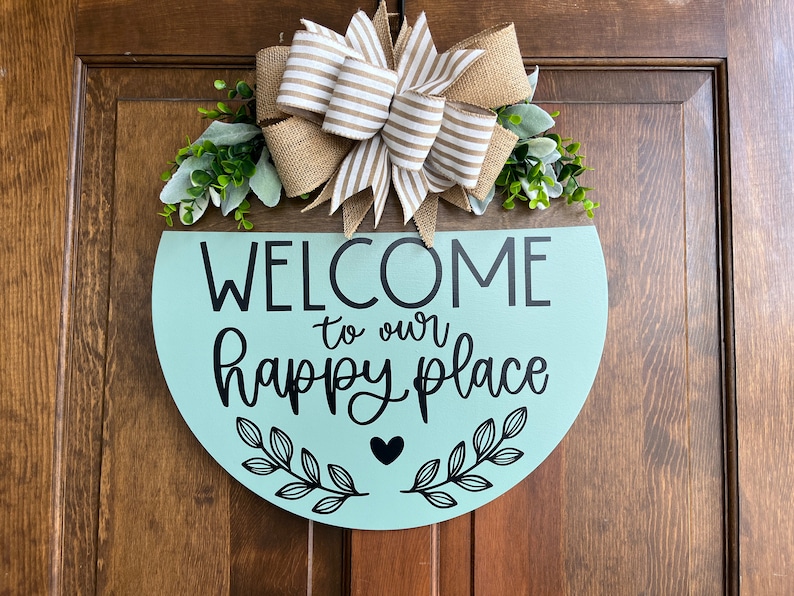 Chill Happy Place Door Hanger Wreath Gift. Front Door Wreath, Hand Tied ...