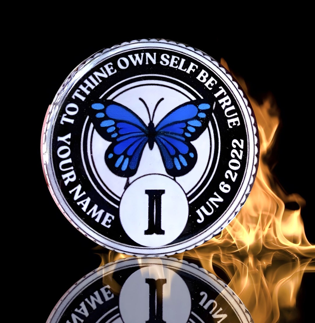 Alcoholics Anonymous Token With Butterfly, Custom Made, to Celebrate ...