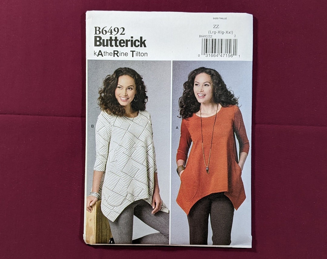 Butterick 6492 Katherine Tilton Pattern Tunic / Top Size L-XL-XXL ...