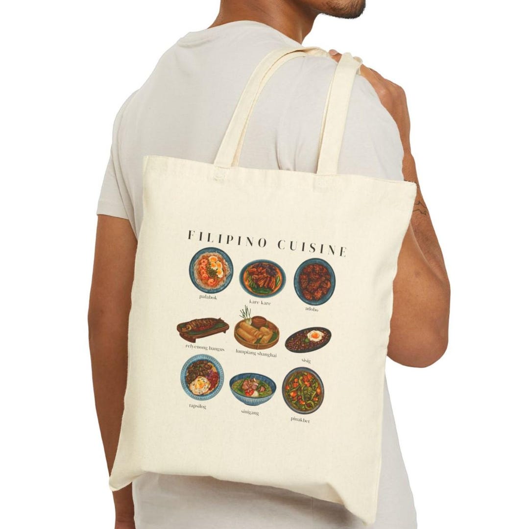 Filipino Cuisine Cotton Canvas Tote Bag, Philippines Tote Bag, Adobo ...