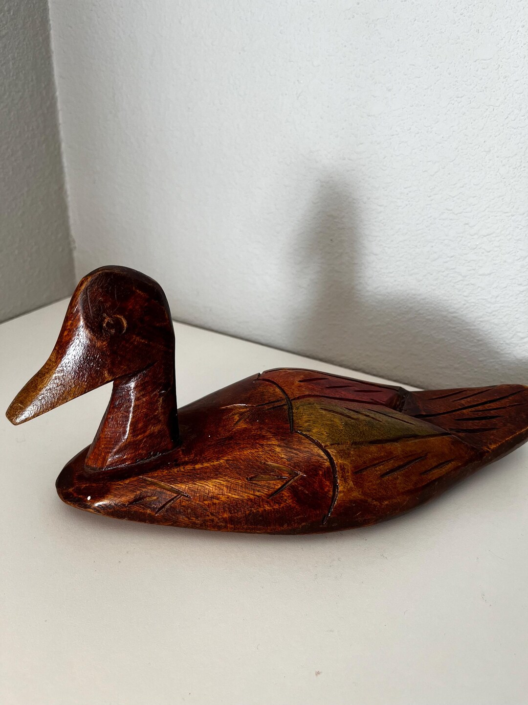 Vintage Hand Carved Wooden Duck - Etsy