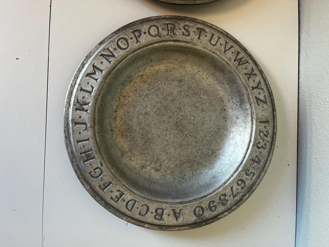 Pair of Vintage Wilton Pewter Alphabet Plates - Etsy