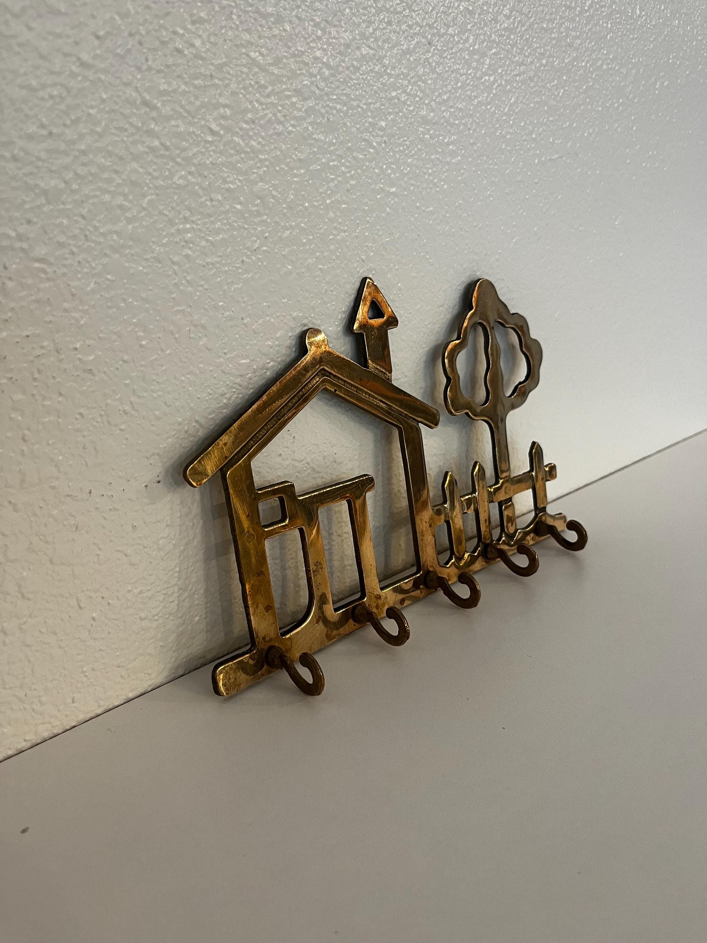 Vintage Brass Key Hook: House and Picket Fence - Etsy