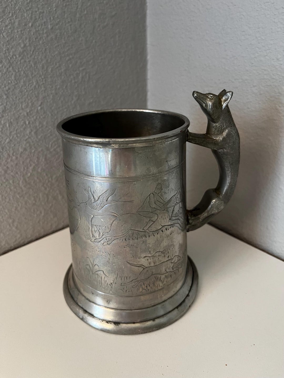 Pewter Fox Beer Stein | Vintage - Etsy