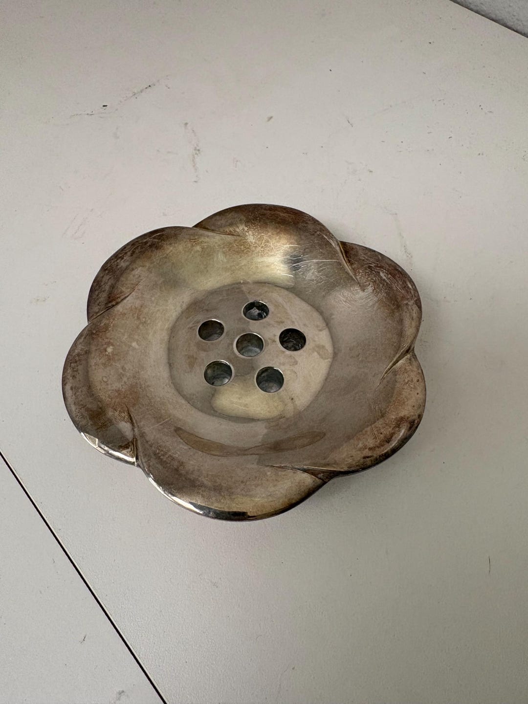 Vintage Dansk Silver Flower Dish / Taper Holder - Etsy