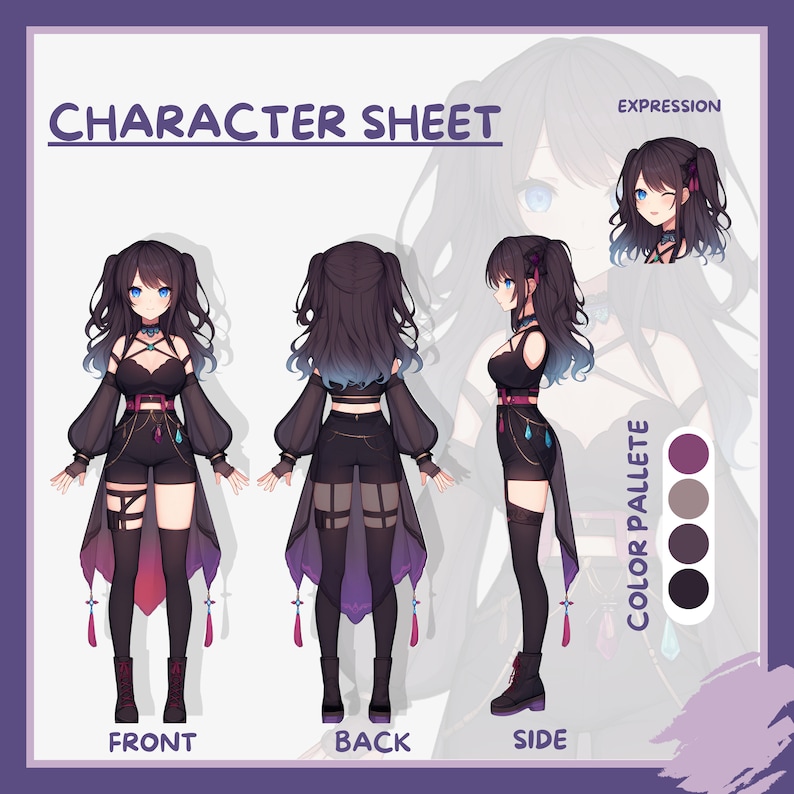 CUSTOM Character Reference Sheet, Vtuber Reference Sheet, Character ...