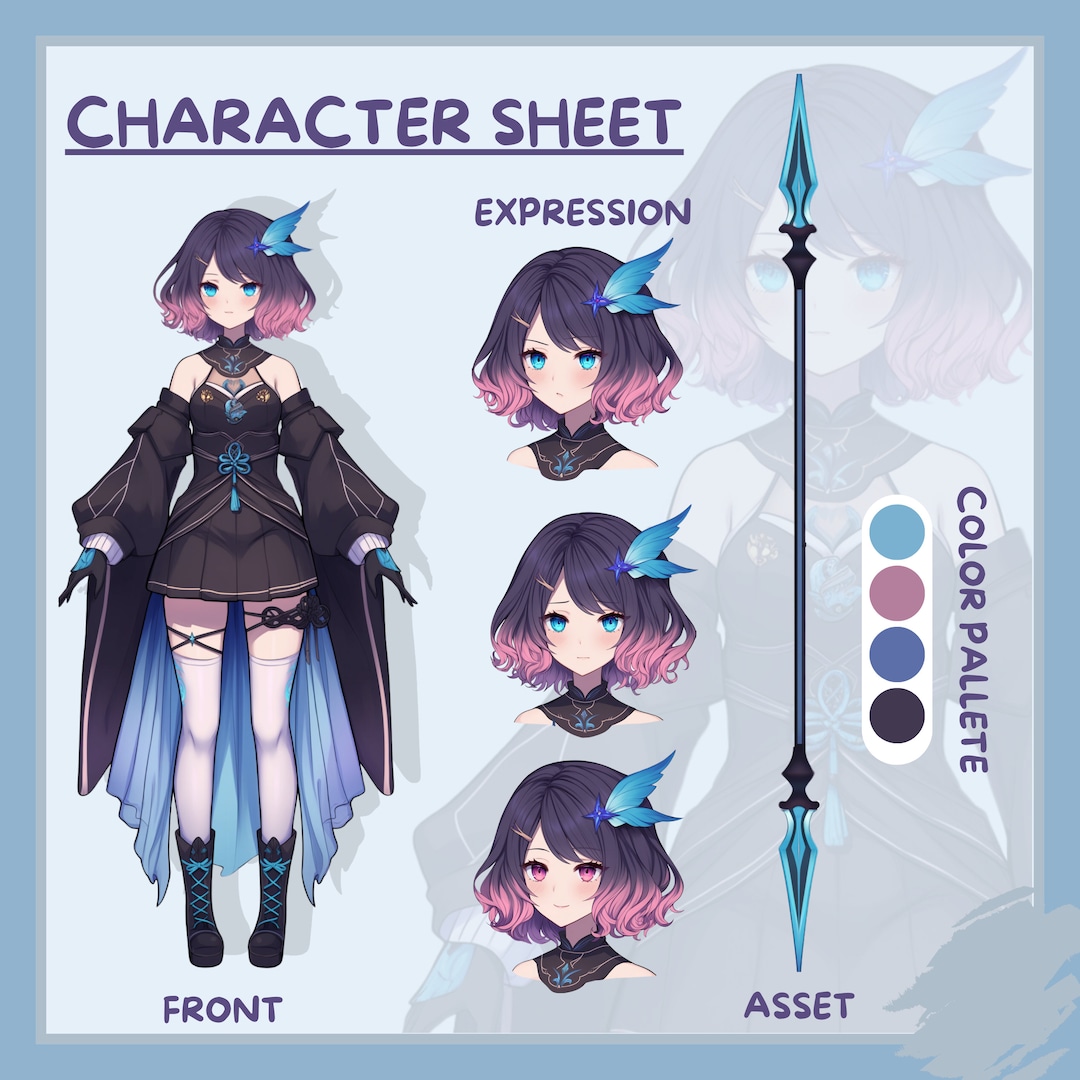 CUSTOM Reference Sheet of Your Character in Anime Style - Etsy