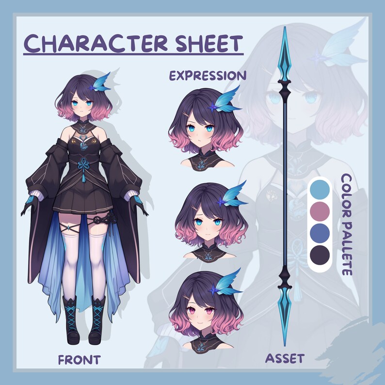 CUSTOM Character Reference Sheet, Vtuber Reference Sheet, Character ...