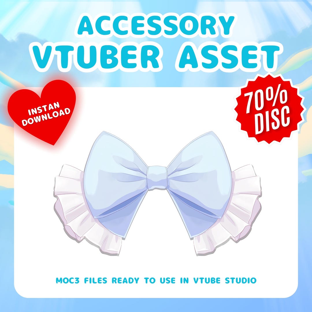 Vtuber Assets | Ribbon Blue - Live 2D - Etsy