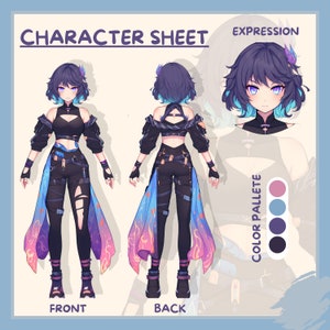 CUSTOM Character Reference Sheet, Vtuber Reference Sheet, Character ...