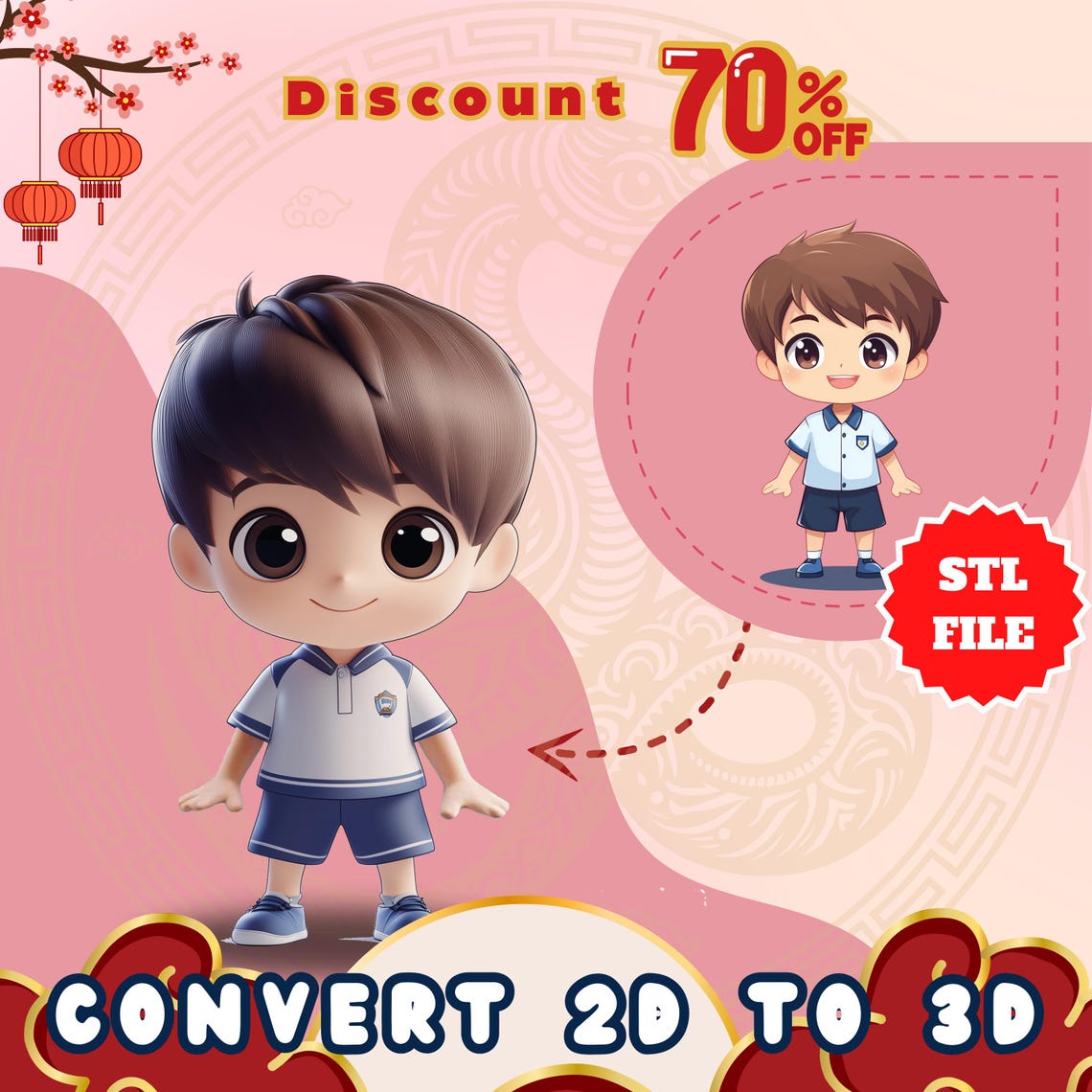 Convert 2D to 3D Model, STL File, Game Asset (digital File) - Etsy