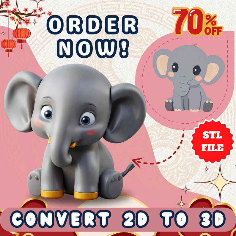 Convert 2D to 3D Model, STL File, Game Asset (digital File) - Etsy