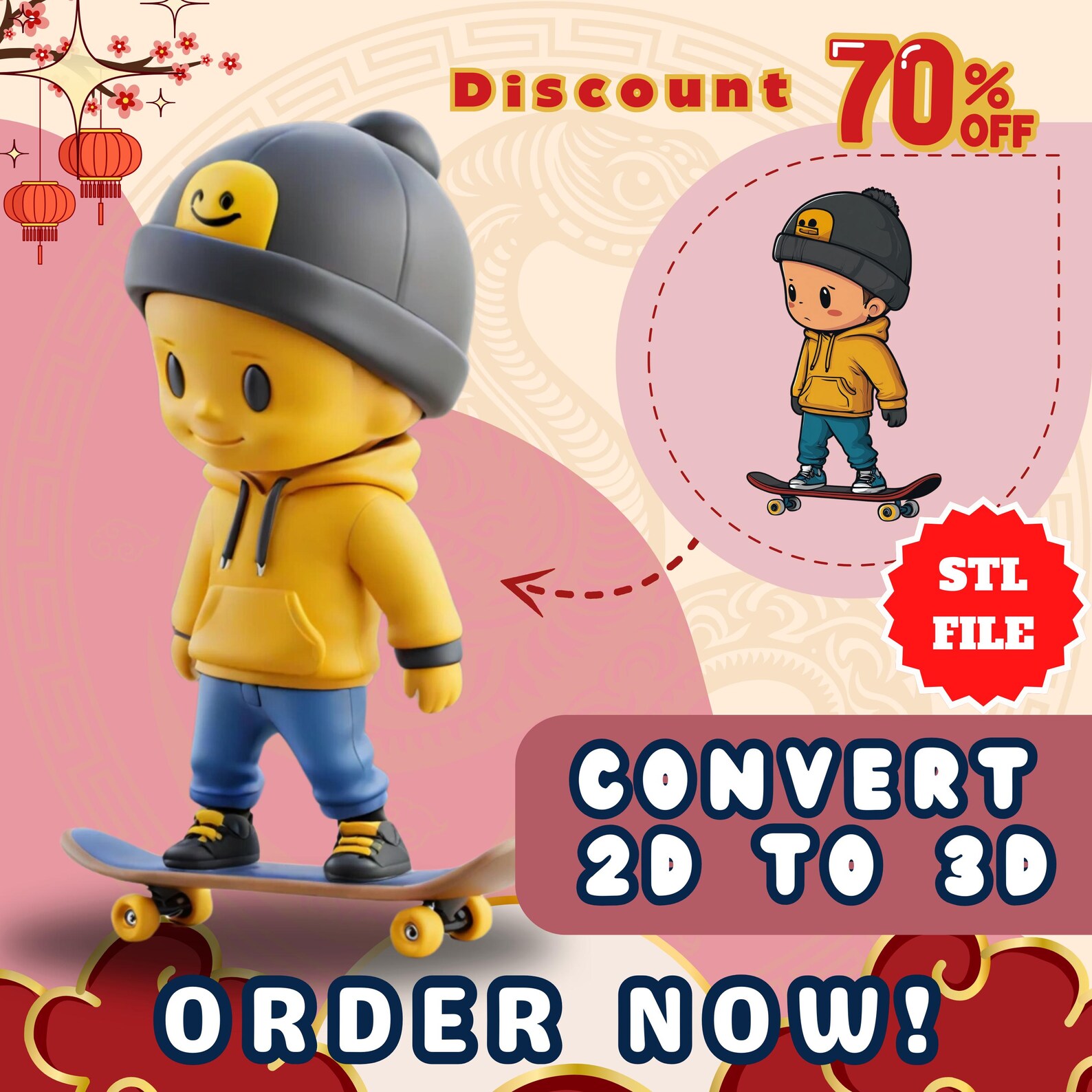Convert 2D to 3D Model, STL File, Game Asset (digital File) - Etsy