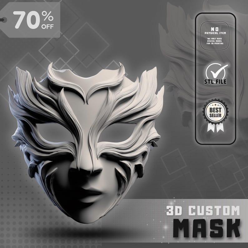 Custom 3d Printable Cosplay Mask, Helmet, Armor, Props, Oni Mask, 3d ...