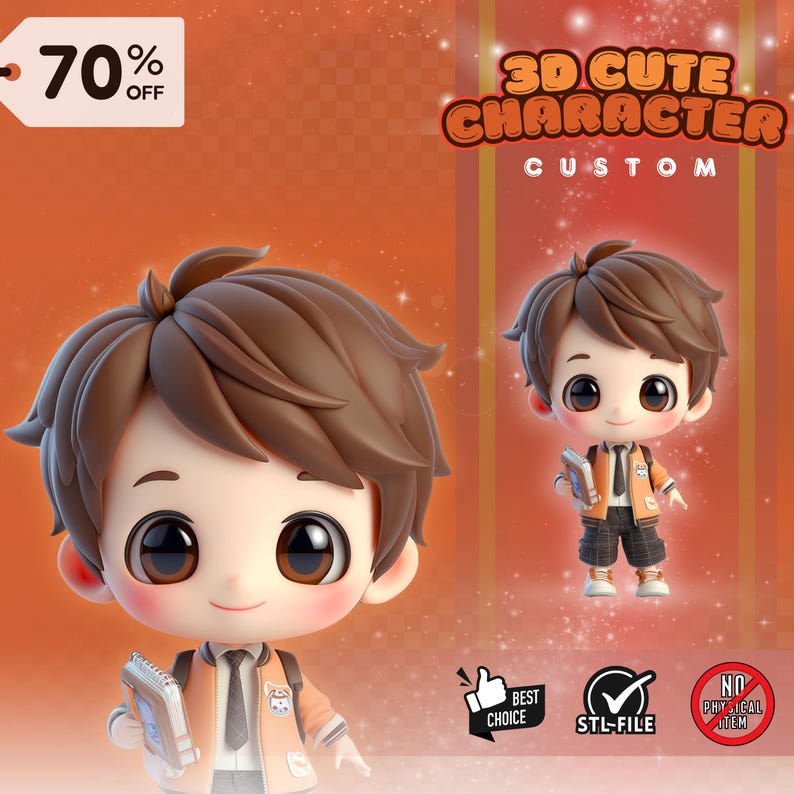 Custom Kawaii 3D Model | Chibi Anime Character STL File (digital File ...