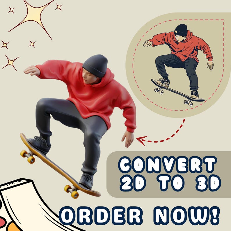 2D to 3D Model Conversion, Game Asset, STL File (digital File) - Etsy