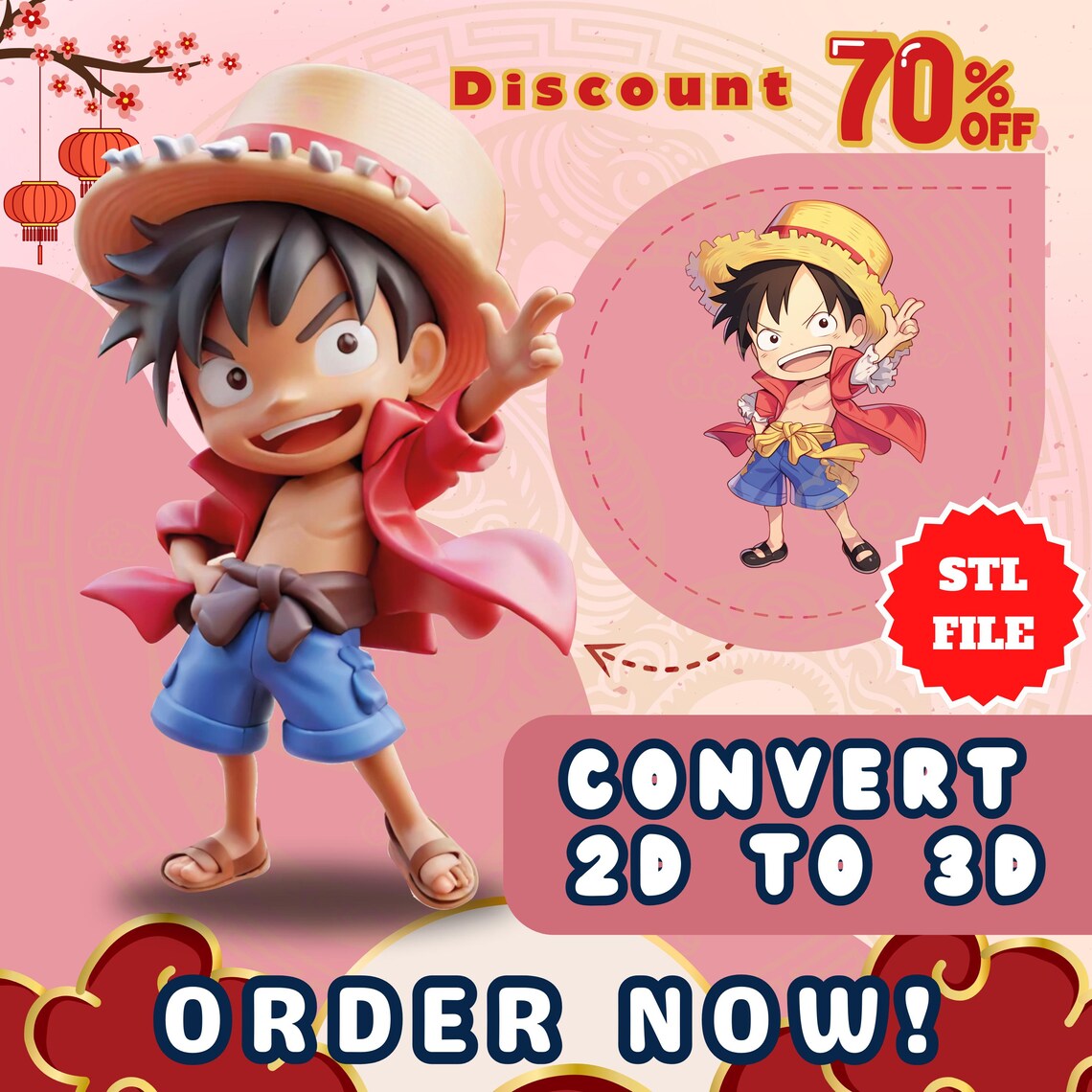Convert 2D to 3D Model, STL File, Game Asset (digital File) - Etsy