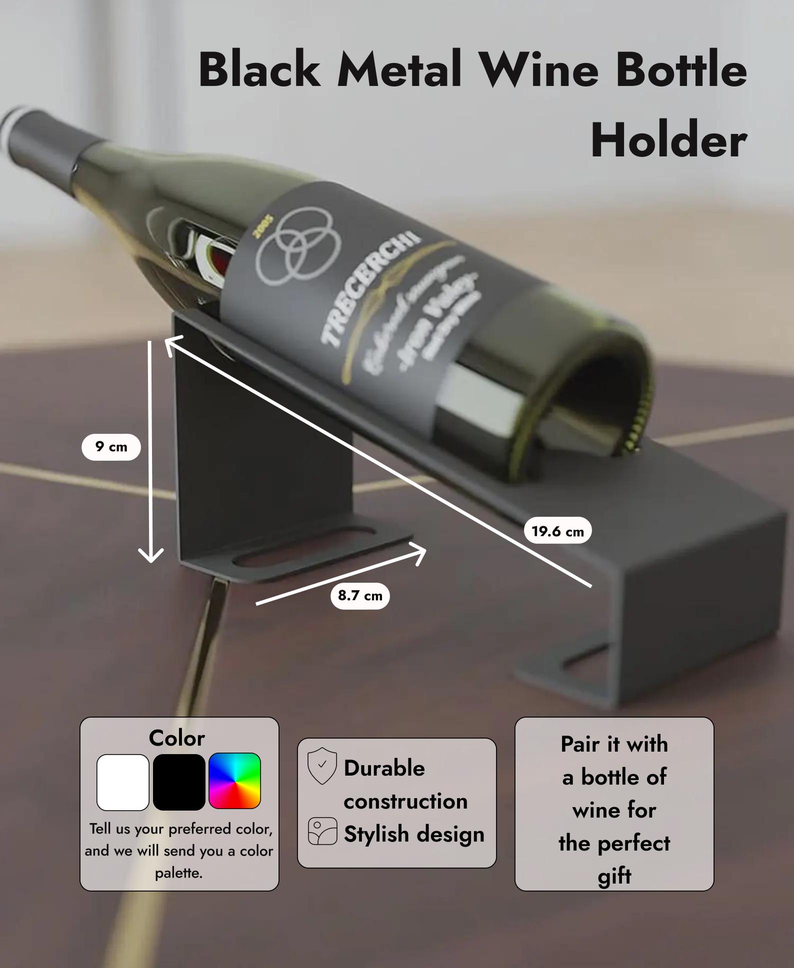 Minimalist Black Metal Wine Bottle Holder – Modern Single Bottle ...