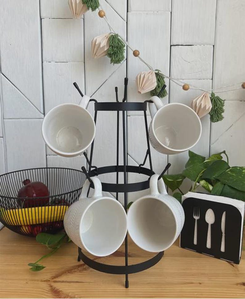 Metal Cup Holder Stand - Stylish Kitchen Organizer for Coffee and Tea ...