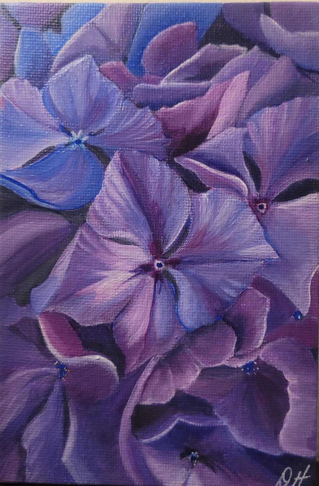 Original Acrylic Hydrangea Painting on 4x6 Inches on Canvas Board ...