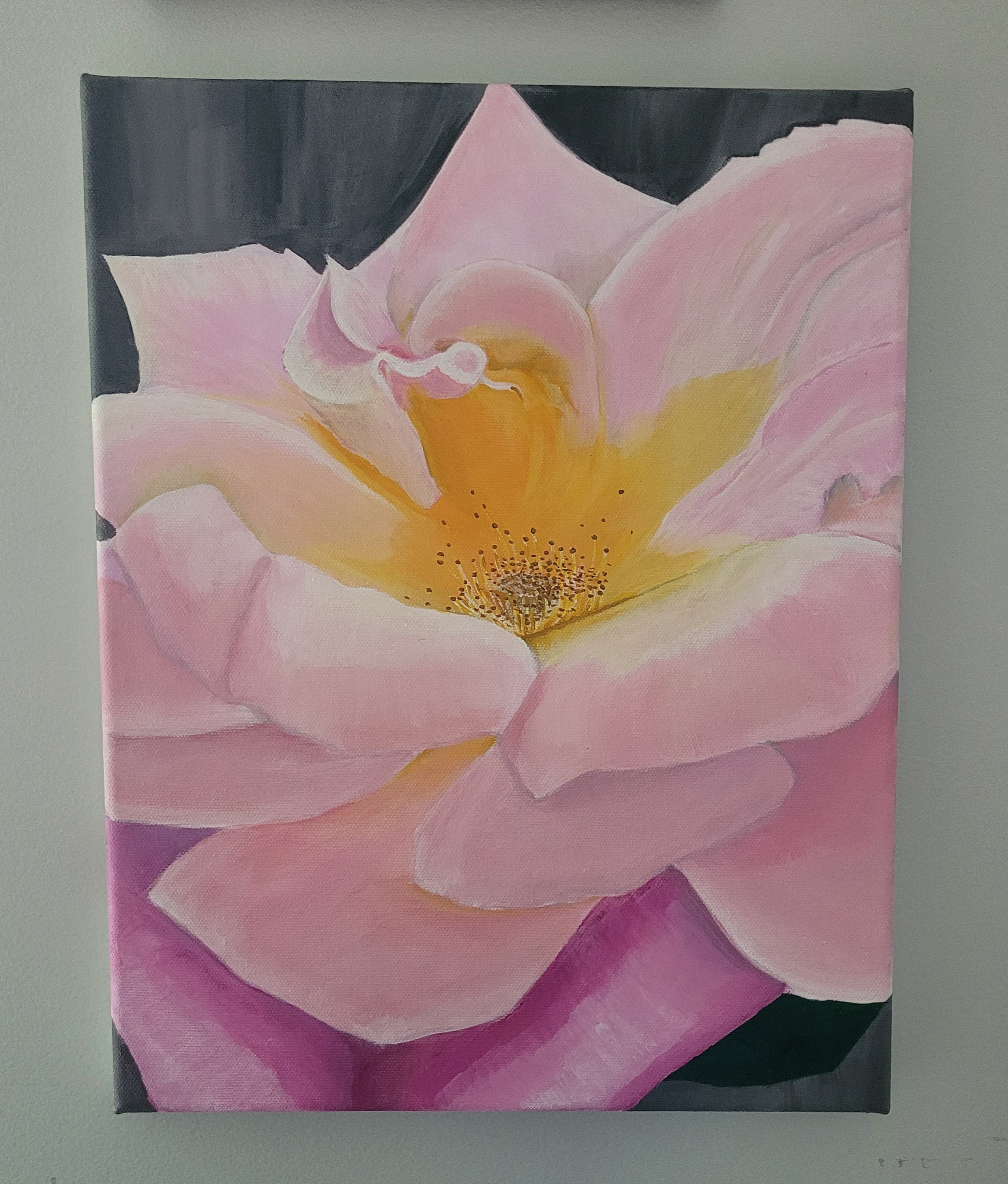Original Floral Acrylic Painting Pink Rose on 11x14in Canvas - Etsy