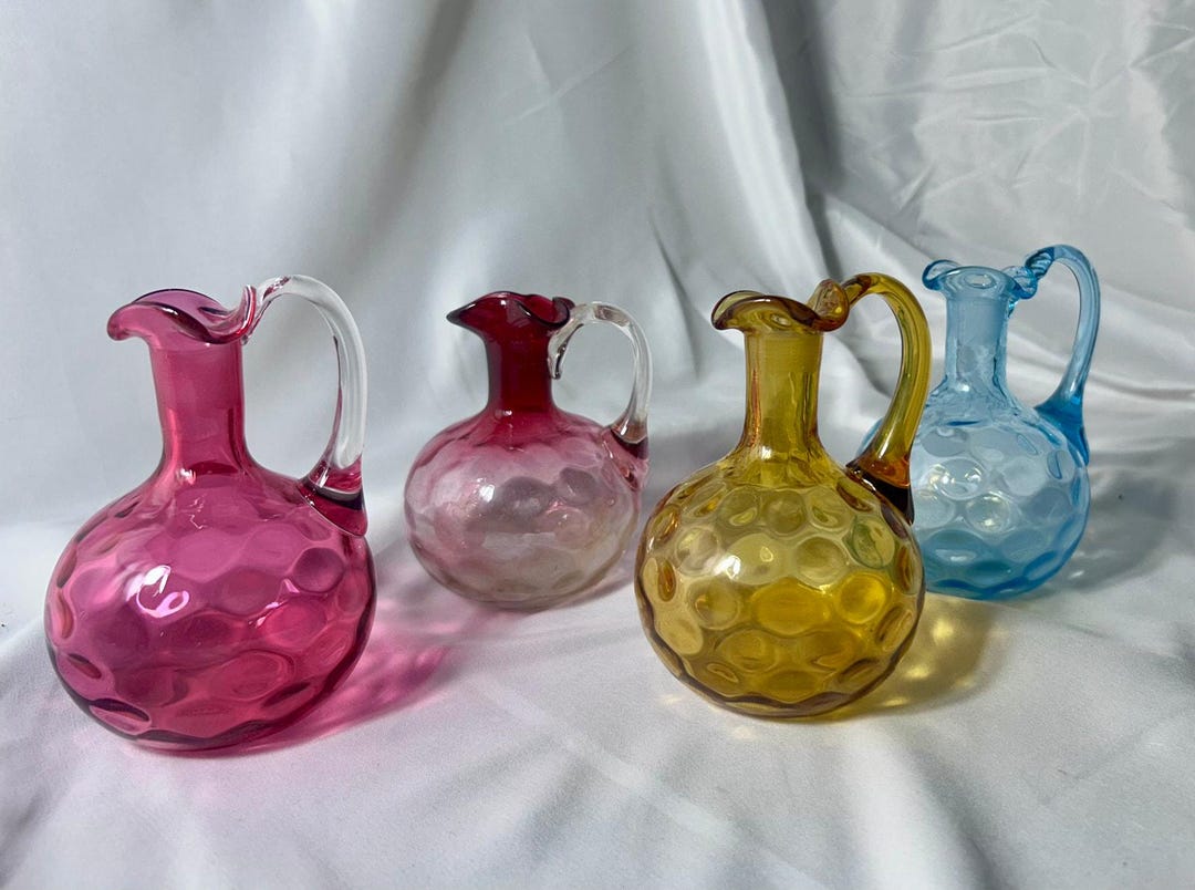 Colorful Set of Hand Blown Cruets or Small Pitchers Read Description - Etsy