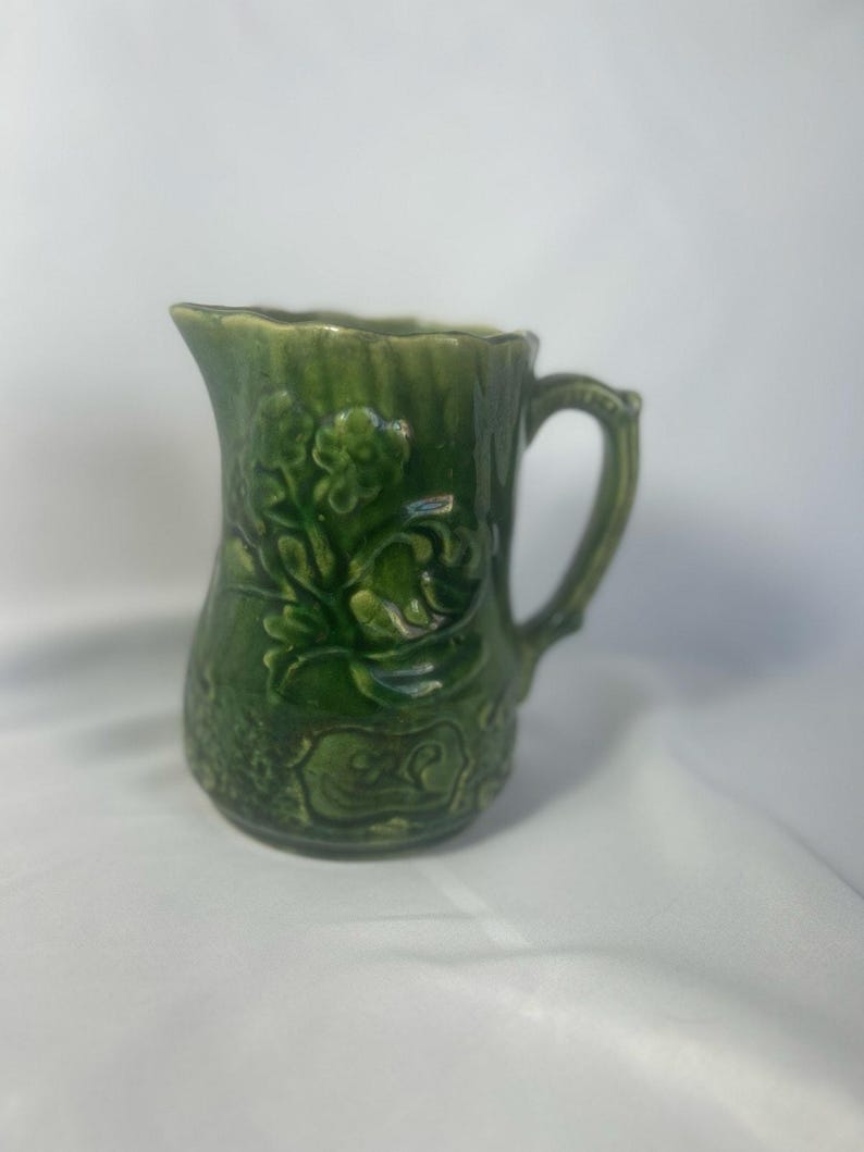 Vintage Brushed Emerald Green Pitcher. Mccoy STYLE Unmarked - Etsy
