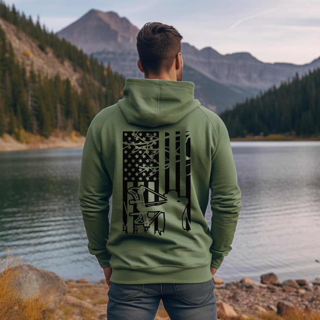 Bowhunting Hoodie With USA Flag, Bow Hunting Hoodie, American Hunter ...