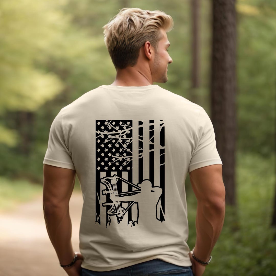 Bowhunting Shirt With USA Flag, Bow Hunting T-shirt, American Hunter ...