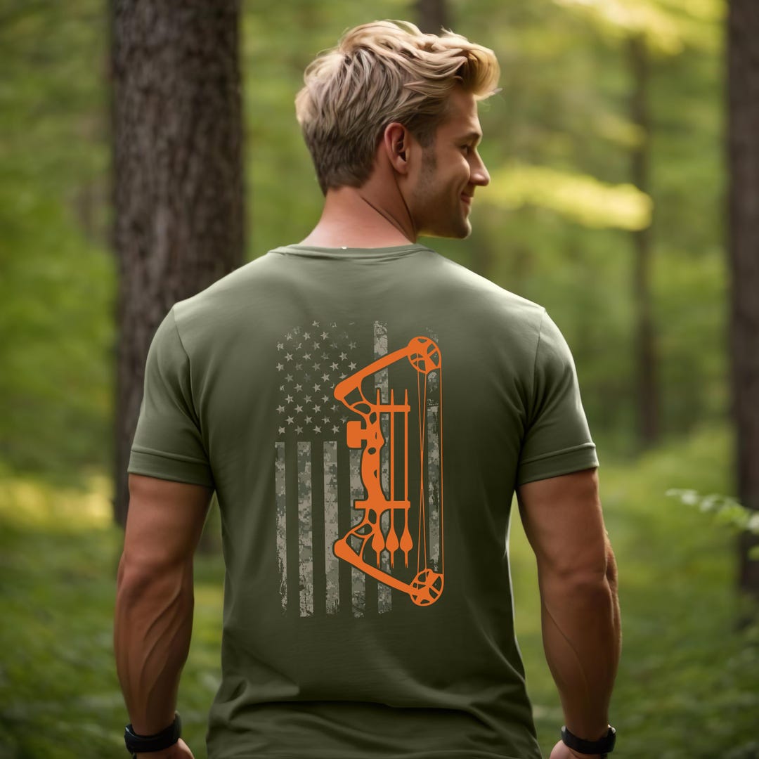 American Flag Bow Hunting T-shirt Archery Apparel, Hunter Gift for Him ...
