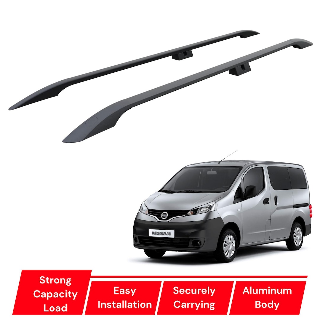 Nissan NV200 2009–2021 Roof Side Rails Black Aluminum Car Roof Rack ...