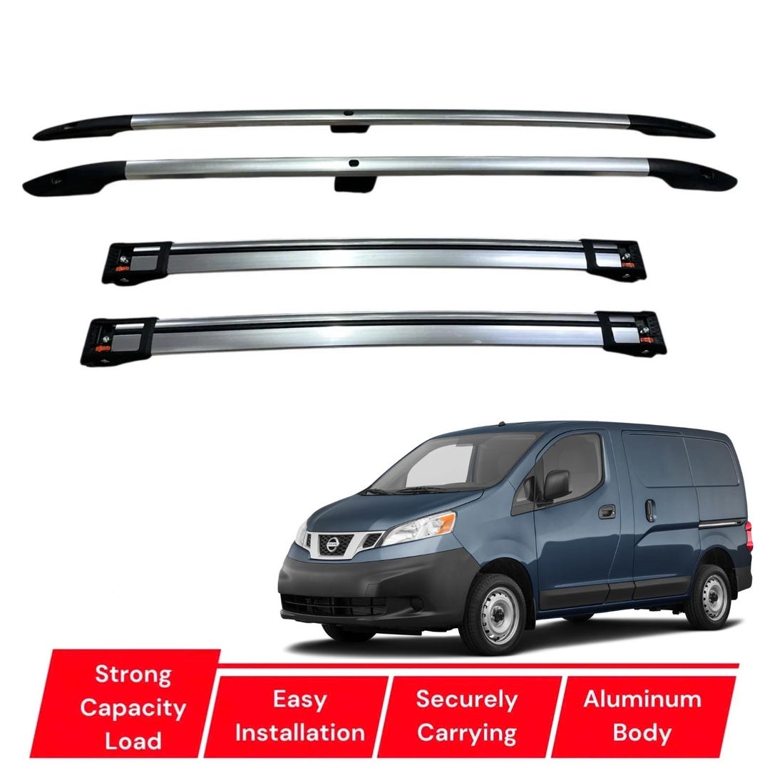 Nissan NV200 Van Roof Rack 2009–2021 Silver Aluminum Roof Side Rails ...