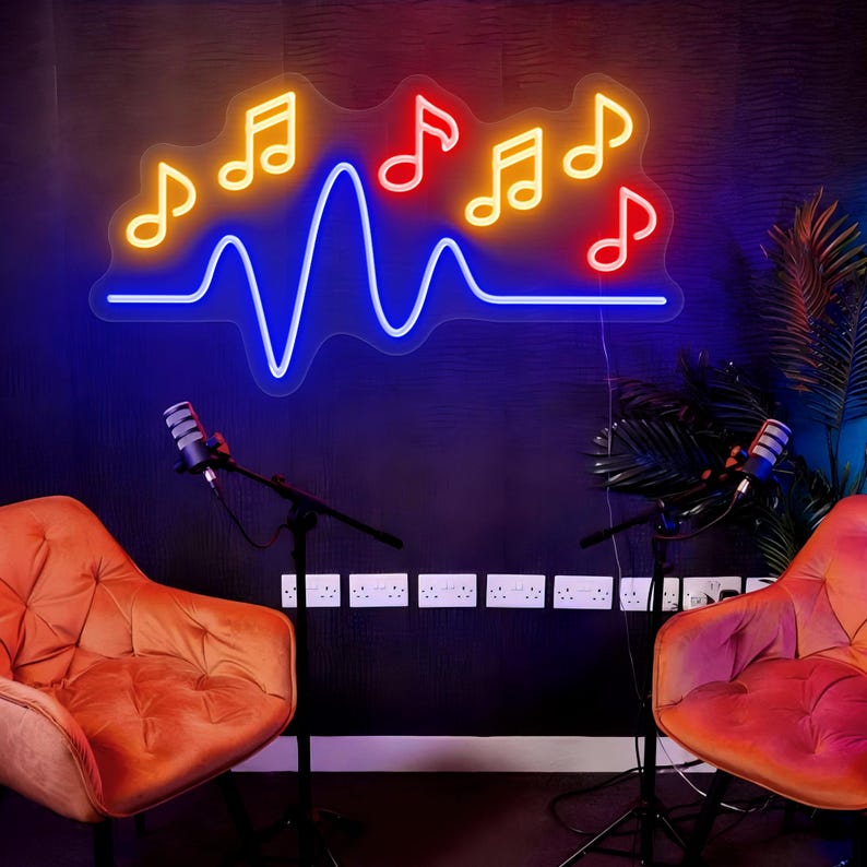 Custom Music Note Neon Sign: LED Neon Light for Music Room, Bar, Studio ...