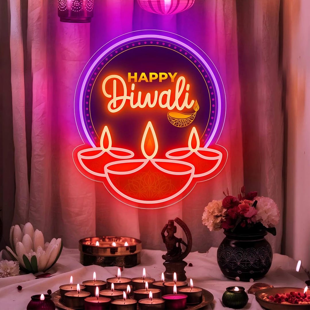 Happy Diwali Neon Sign: Custom Shubh Diwali LED Neon Light, Hindu ...