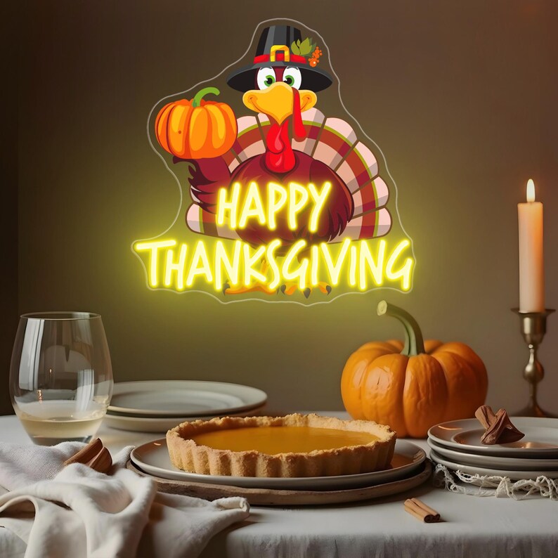 Thanksgiving Turkey LED Light Sign: Custom Thanksgiving Fall Autumn ...