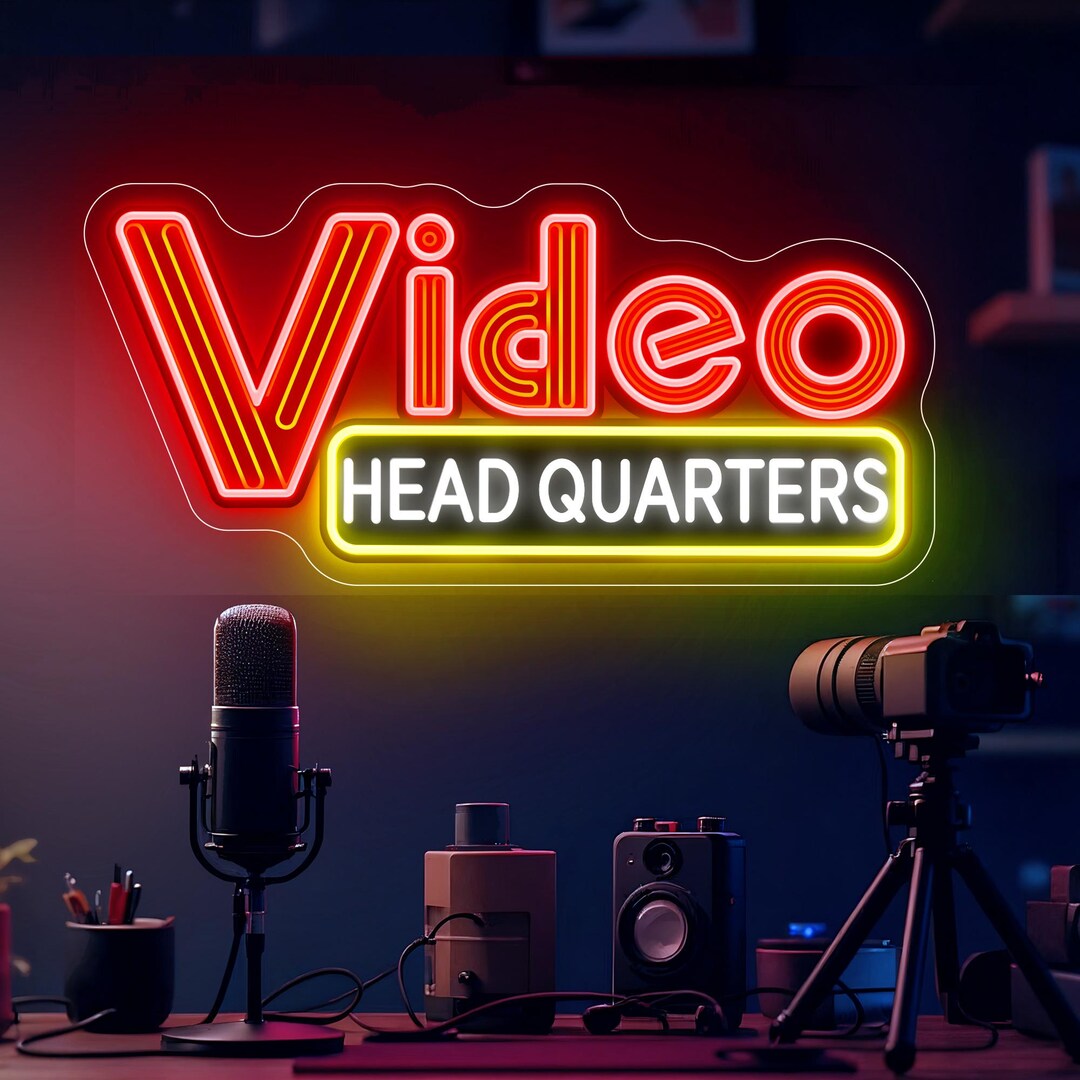 Retro Video Headquarters Neon Sign, Vintage Inspired Movie Room Wall ...