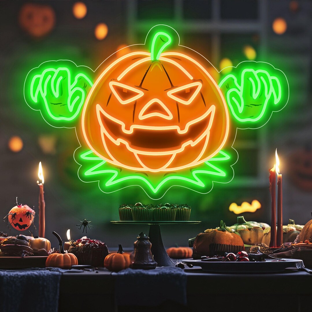 Halloween Pumpkin Neon Sign: Spooky Party LED Light Wall Decor - Etsy