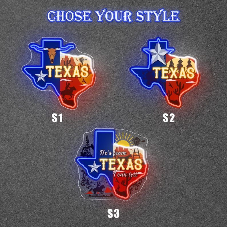 Custom Texas Neon Sign, Lone Star State LED Wall Art, Cowboy & Longhorn ...