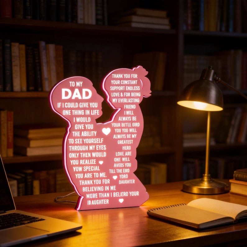 Father's Day 3D LED Lightbox, Custom "dad" Sign Gift for Dad, Custom 3D ...