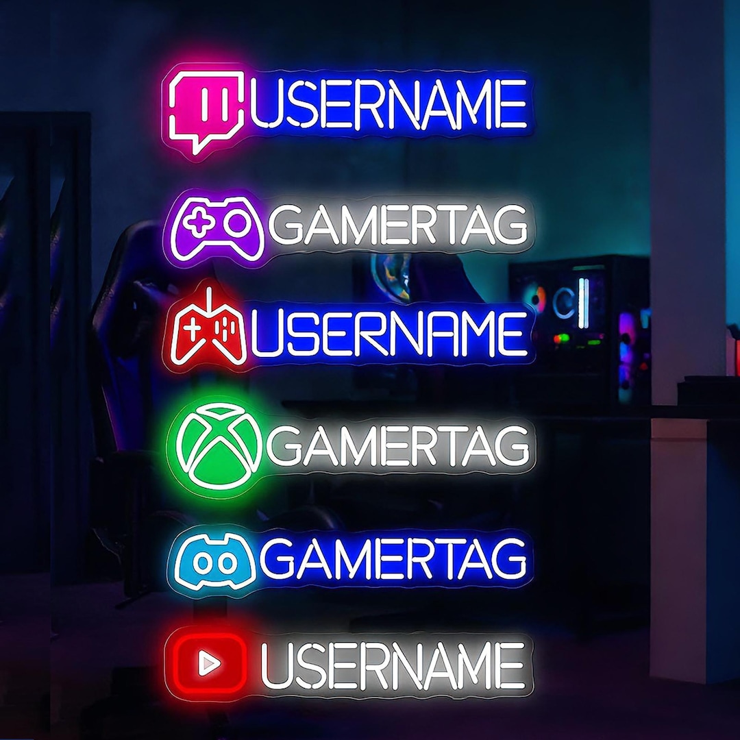 Personalized Gamer Tag Neon: Game Room Decor, Gaming Led Light ...